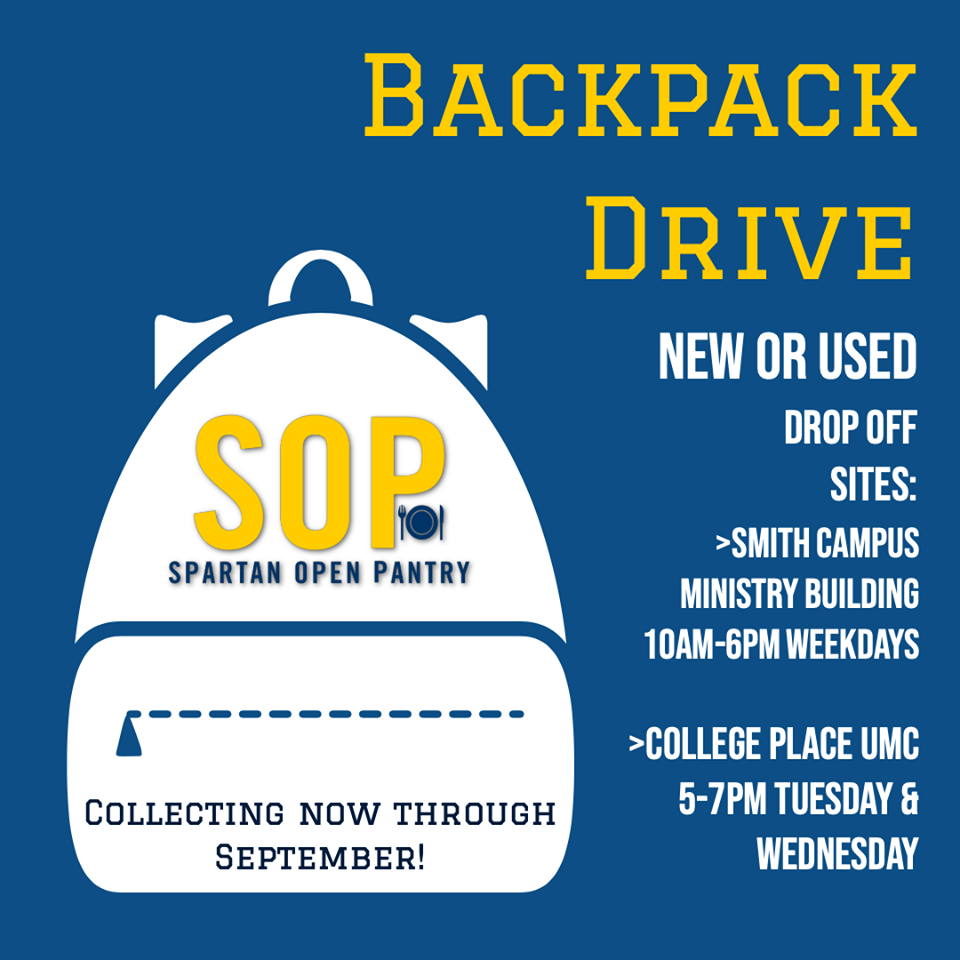 SOP launches drive for student backpacks – Smith Campus Ministries Center